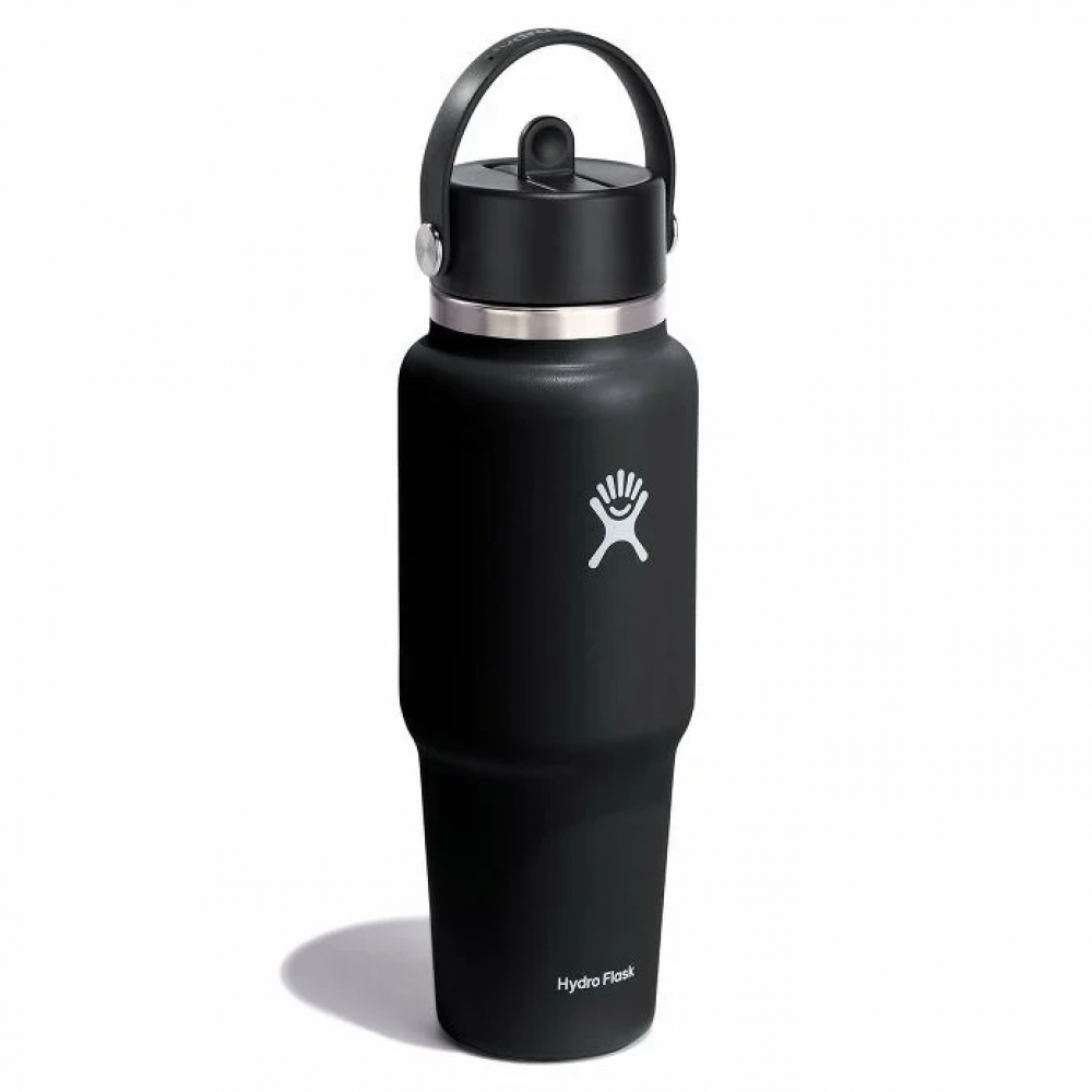 ΠΑΓΟΥΡΙ ΑΝΟΞΕΙΔΩΤΟ ΘΕΡΜΟΣ HYDRO FLASK WIDE STRAW CAP TRAVEL 1L - BLACK ...